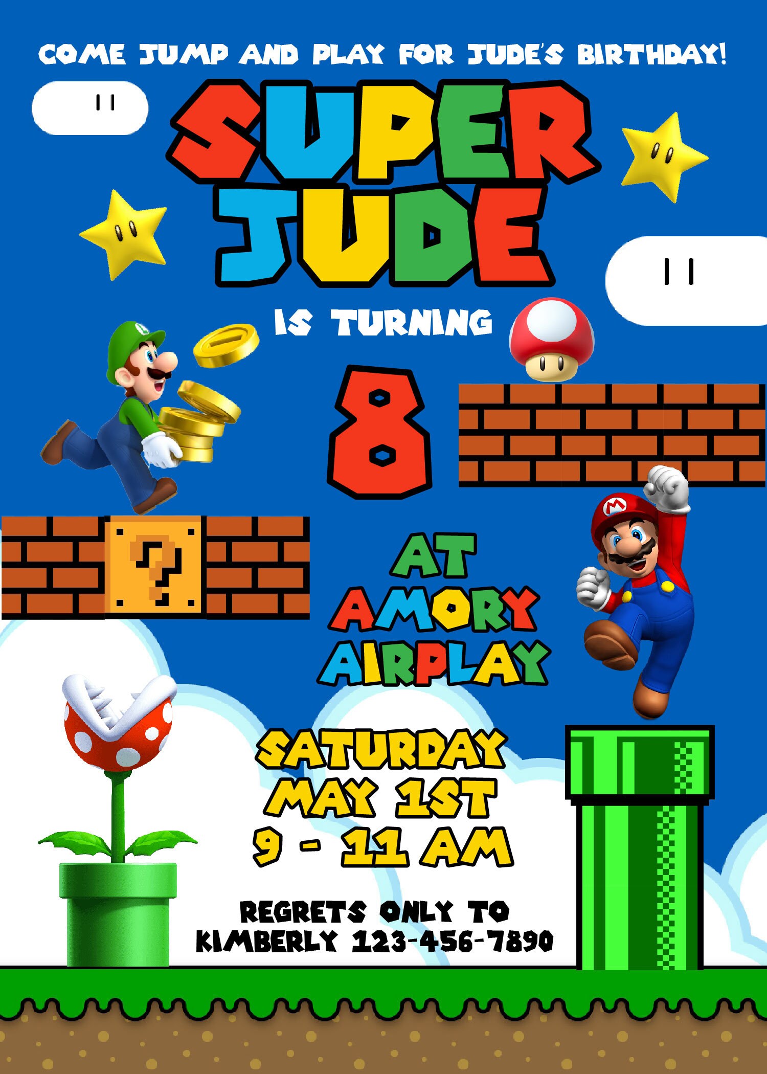 Super Mario Birthday Invitation - Etsy