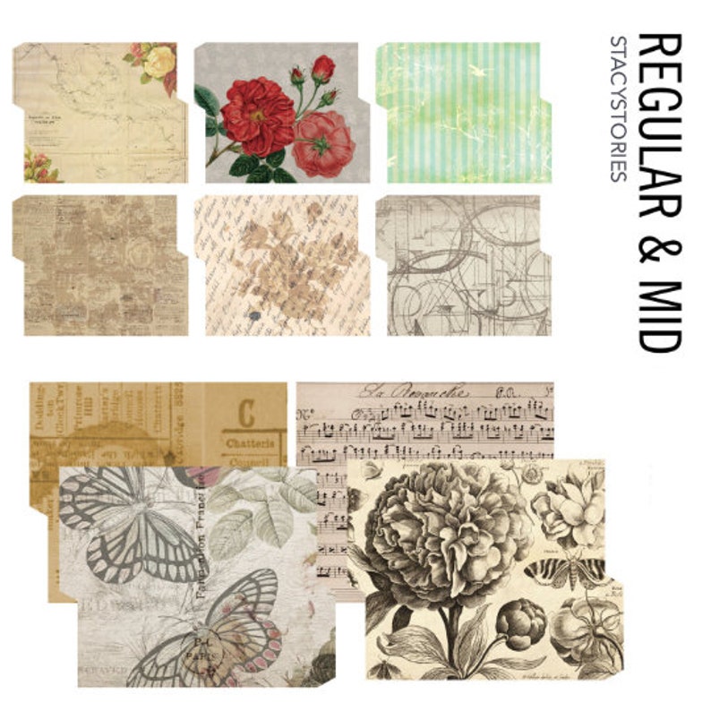 30 Vintage Mini File Folders Digital Print for Junk Journals - Etsy