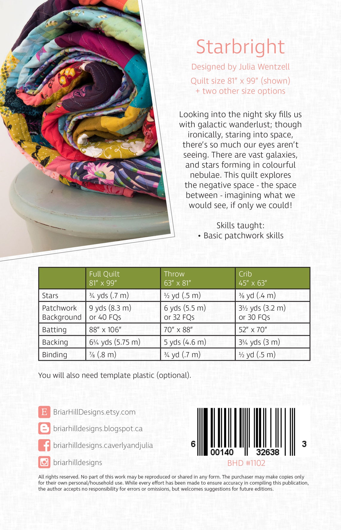 Booklet Modern Quilt Pattern Starbright Quilt Patchwork FQ | Etsy