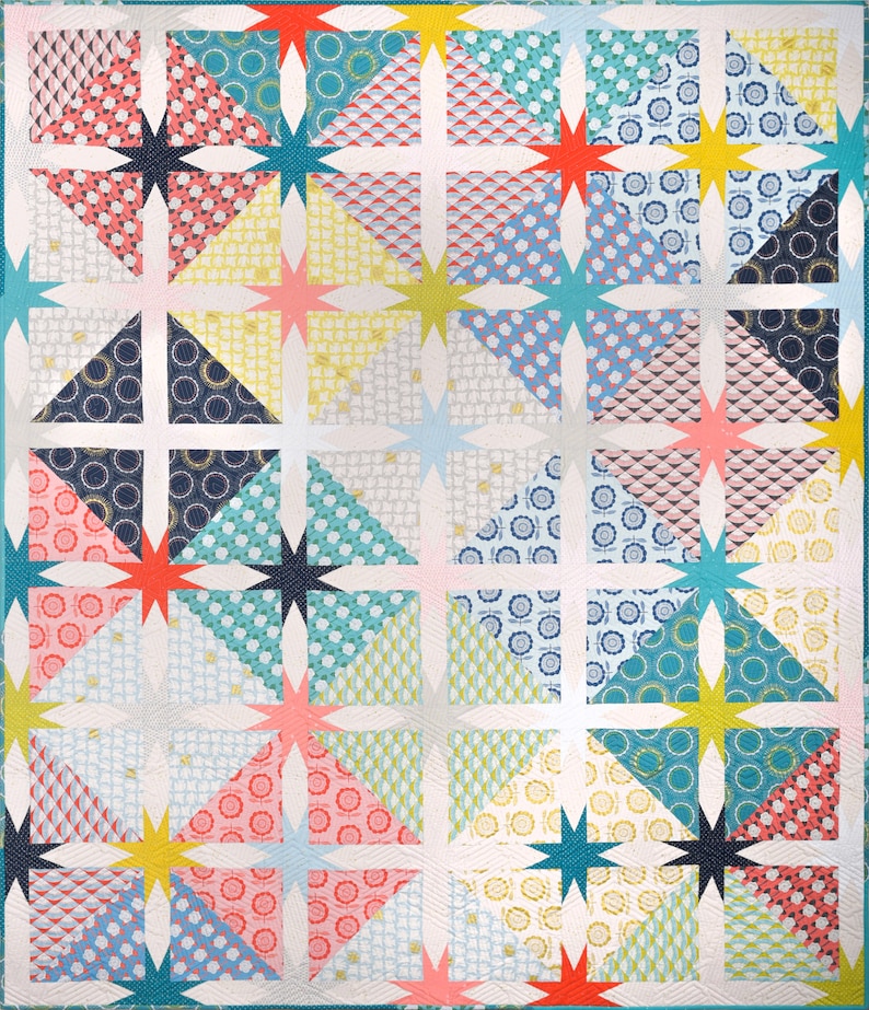 Modern Quilt Starstrung Quilt Pattern Crib Throw Twin - Etsy Canada