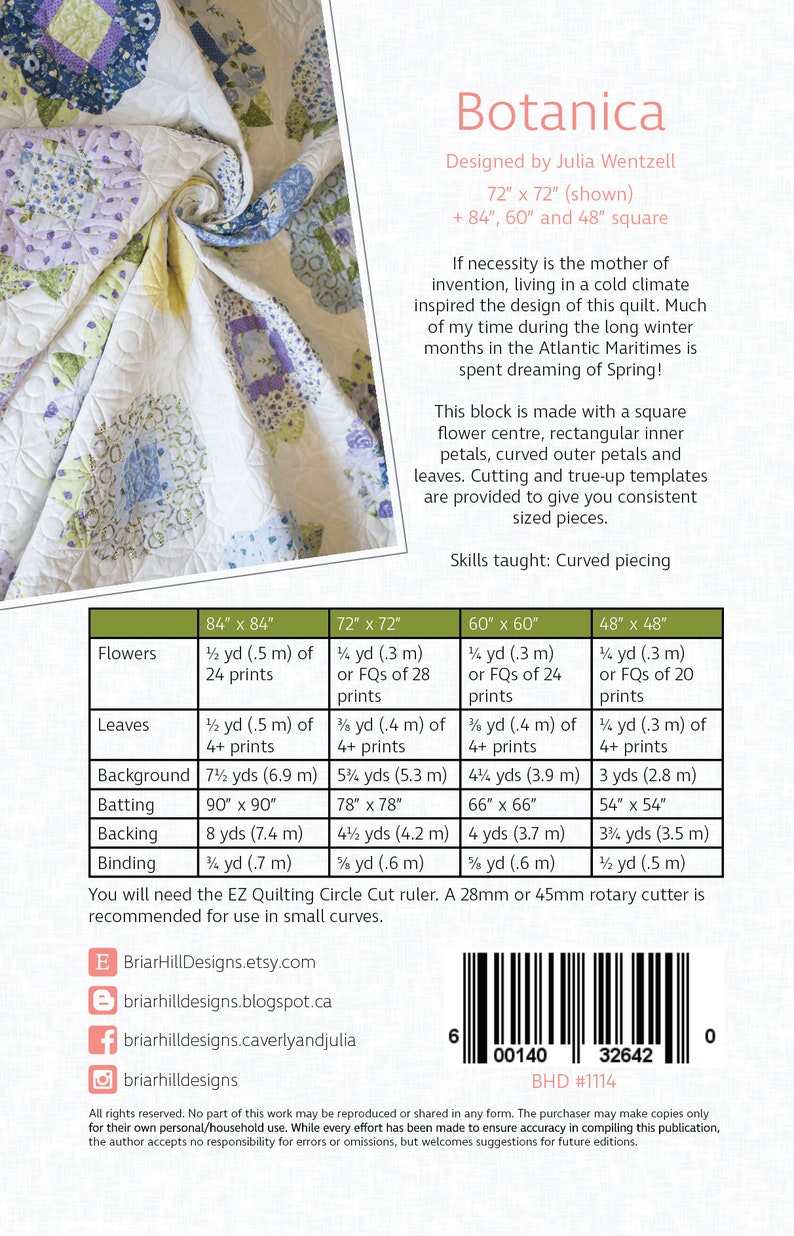 Booklet, Botanica Modern Quilt Pattern, Step by Step Instructions and ...