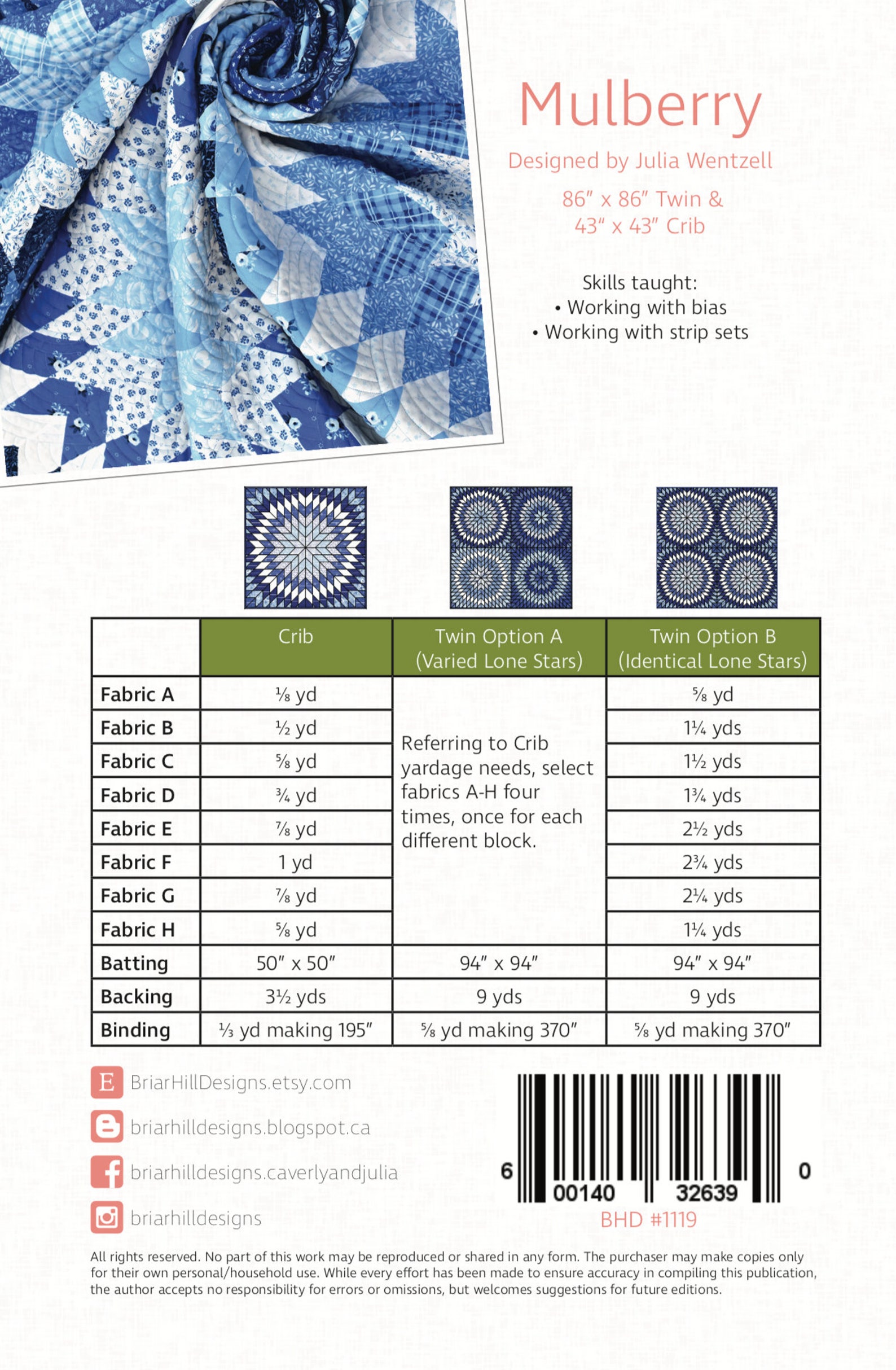 Booklet, Mulberry Quilt Pattern, Modern Quilt Lone Star, Stunning Decor ...