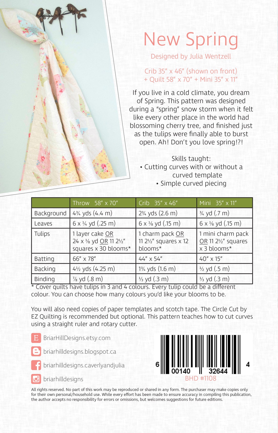 Booklet Modern New Spring Quilt Pattern in 3 sizes sweet | Etsy