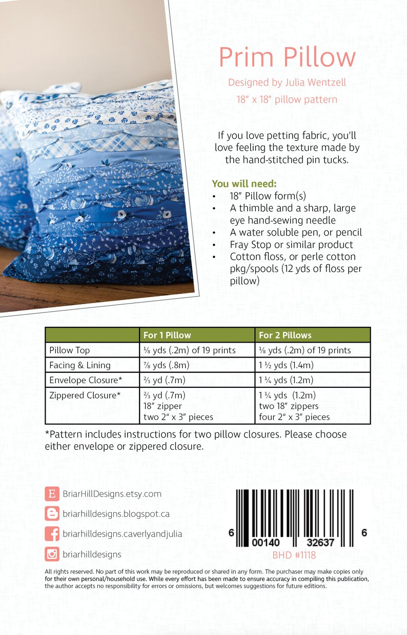 Booklet Prim Pillow Sewing Pattern Modern Decor Tactile | Etsy