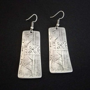 Dangle Antique Silver Plated Statement Earrings, Bohemian Engraved Earrings, Ethnic Earrings ...