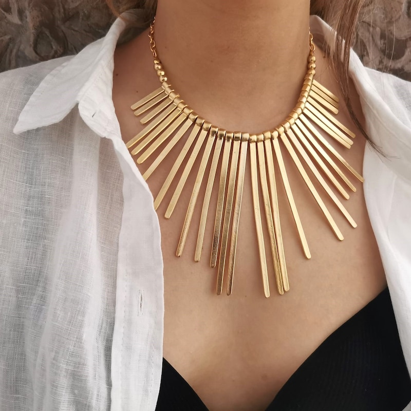 Gold Bib Necklace - Etsy