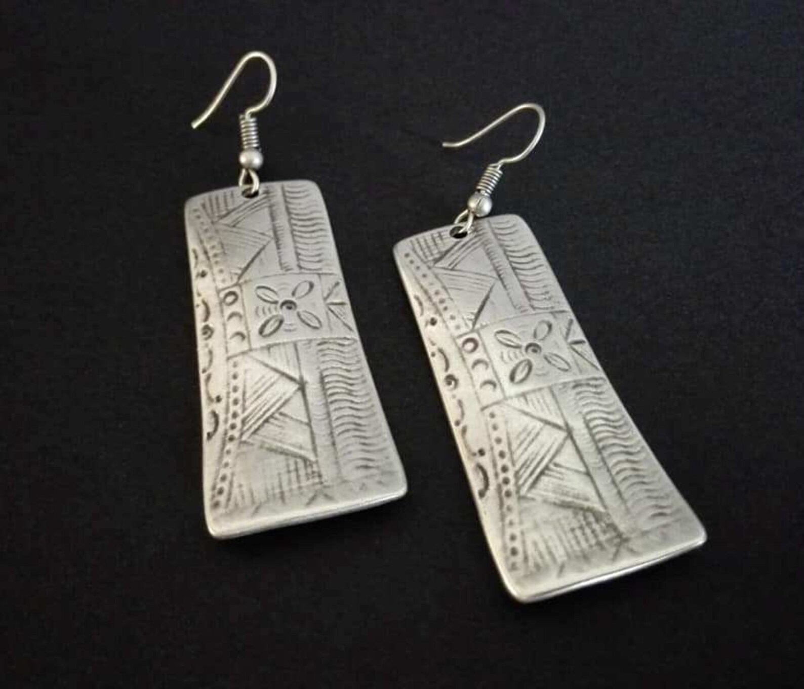 Dangle Antique Silver Plated Statement Earrings Bohemian - Etsy