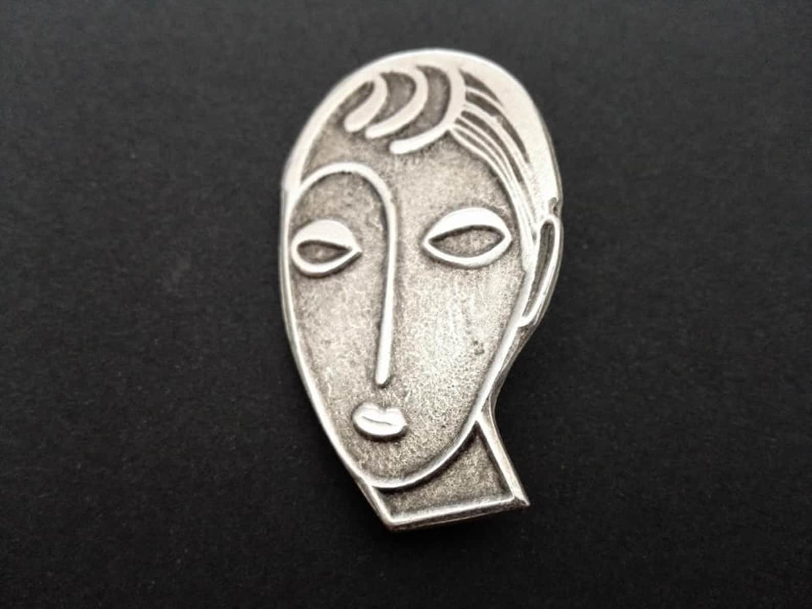 Antique Silver Plated Human Face Brooch Ethnic Jewelry - Etsy Australia