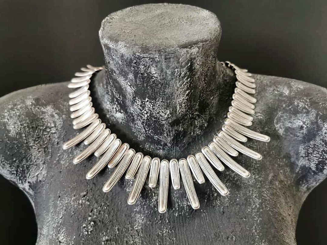 Boho Silver Plated Torque Style Statement Collar Necklace, Tribal ...