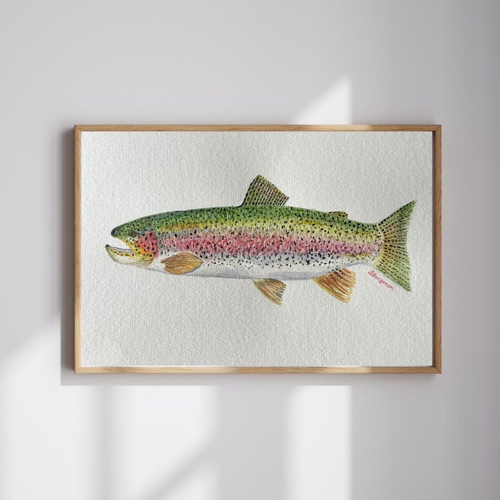 Watercolor Rainbow Trout Print | Lake House Decor - Etsy