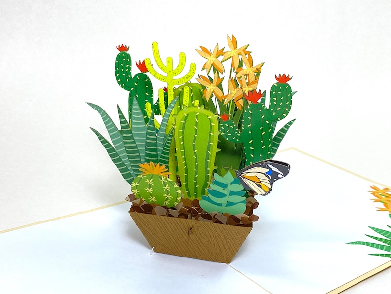 Cactus Flowers - 3D Pop up Cactus Birthday Card - Cactus Get Well Card ...