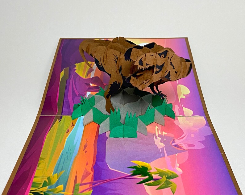 Dinosaur Birthday Card Pop up Dinosaur Park 3D Funny | Etsy