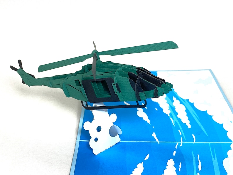 3D Helicopter Birthday Pop up Card - Father's Day Card - Pilot’s ...