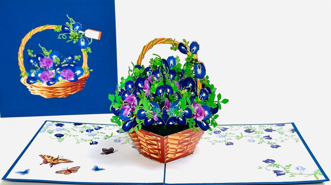 Butterfly Pea Flower - Pop up Mother's Day Card - 3D Blue Flower ...