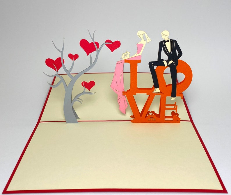 Love Couple Pop up Anniversary Card Romantic Love Pop up - Etsy