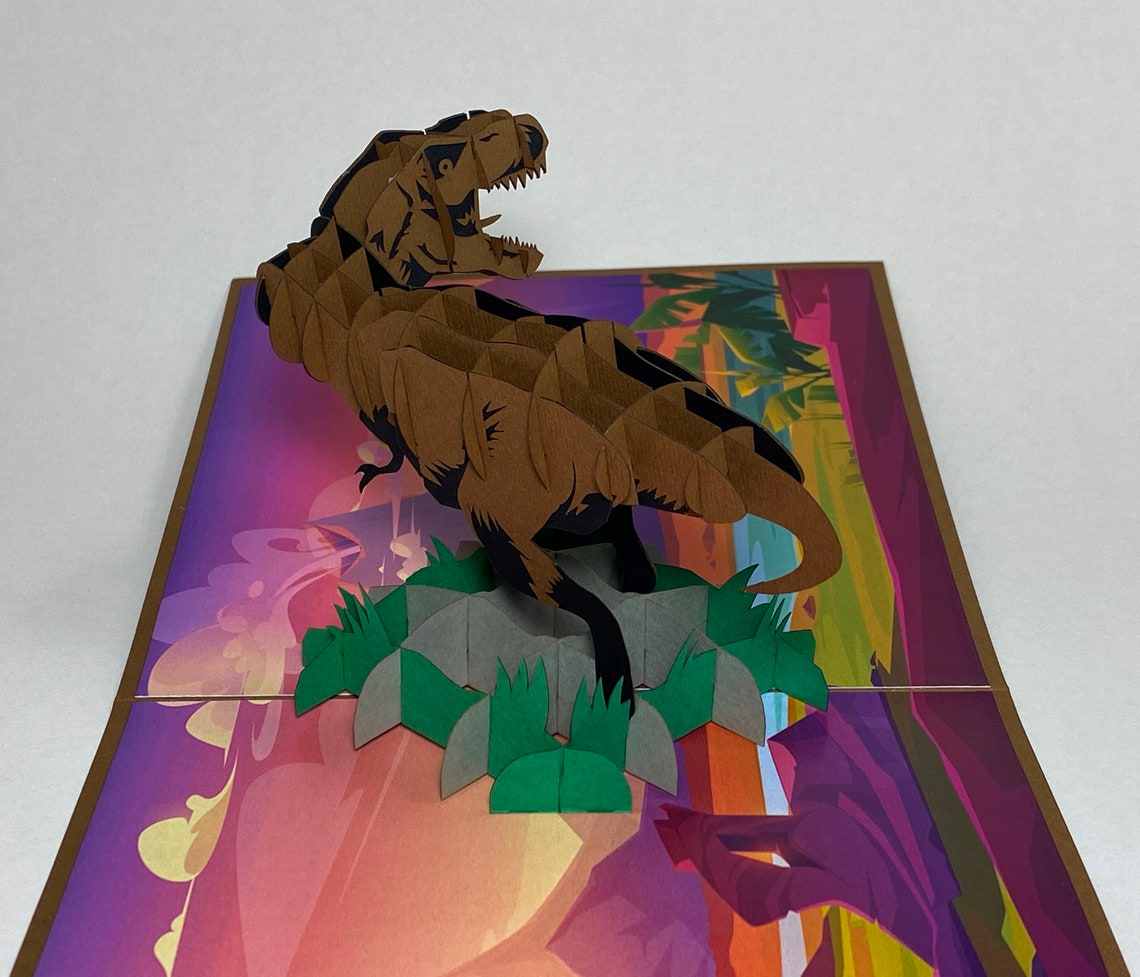 Dinosaur Birthday Card Pop up Dinosaur Park 3D Funny | Etsy