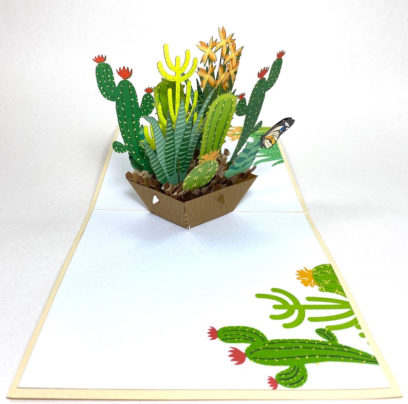 Cactus Flowers - 3D Pop up Cactus Birthday Card - Cactus Get Well Card ...