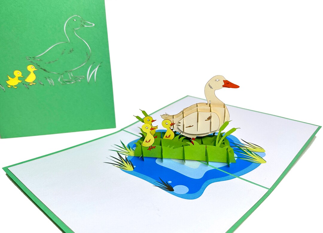 Pop up Duck Family Mother's Day Card - Father's Day Card - 3D Cute Baby ...
