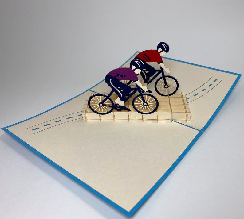 Cyclists Pop up Birthday Card- Bicycle Birthday Card-riding Bicycle 3D ...