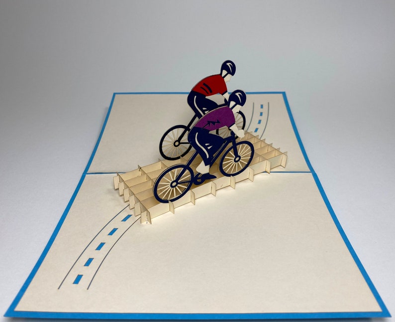 Cyclists Pop up Birthday Card- Bicycle Birthday Card-riding Bicycle 3D ...