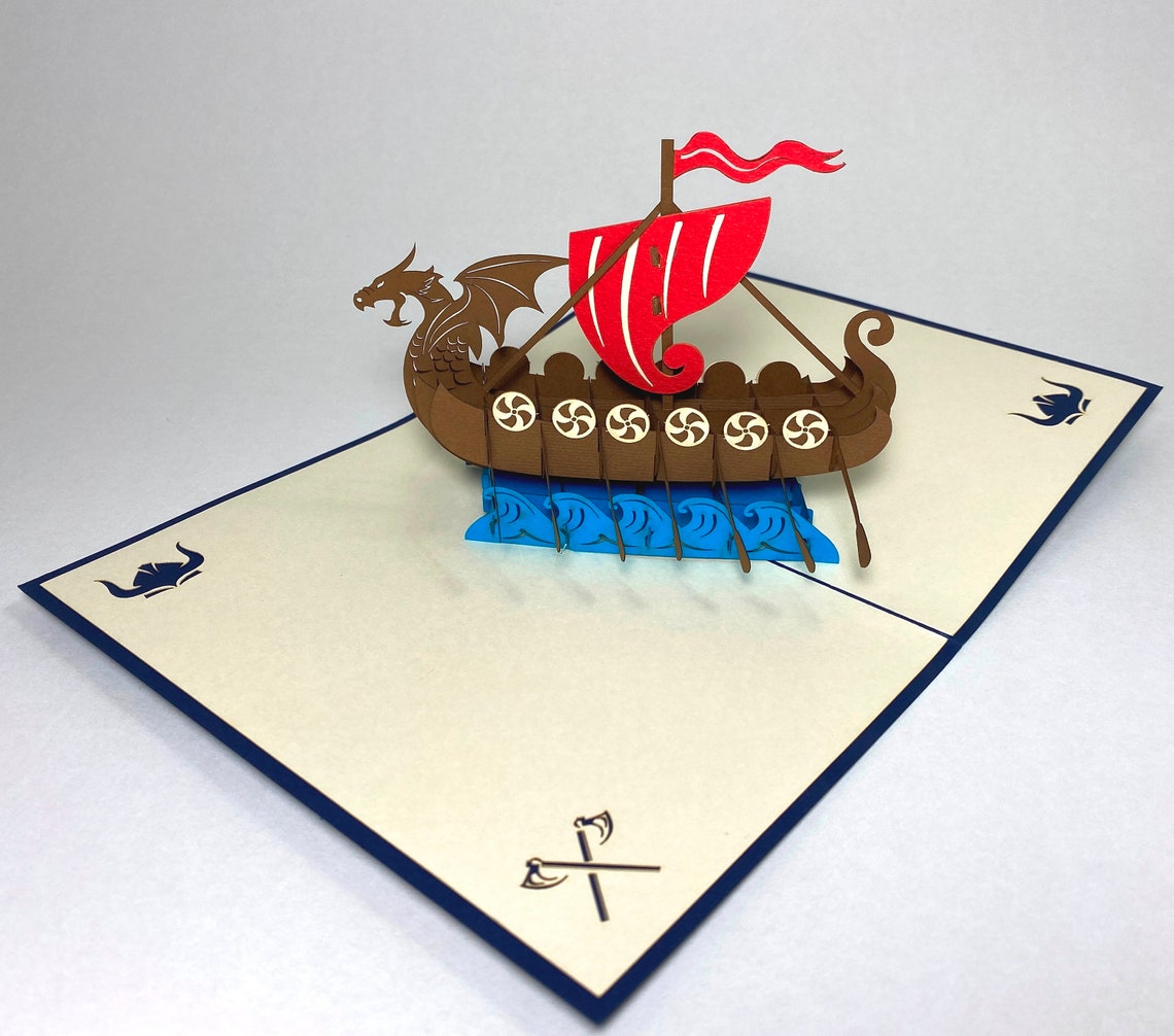 3D Viking Ship Pop Up Viking Birthday Card Father's | Etsy
