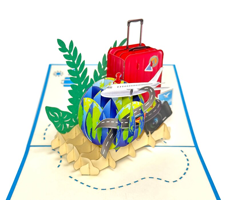 Travel Lover Pop up Birthday Card - Travel Suitcase Pop up Card ...