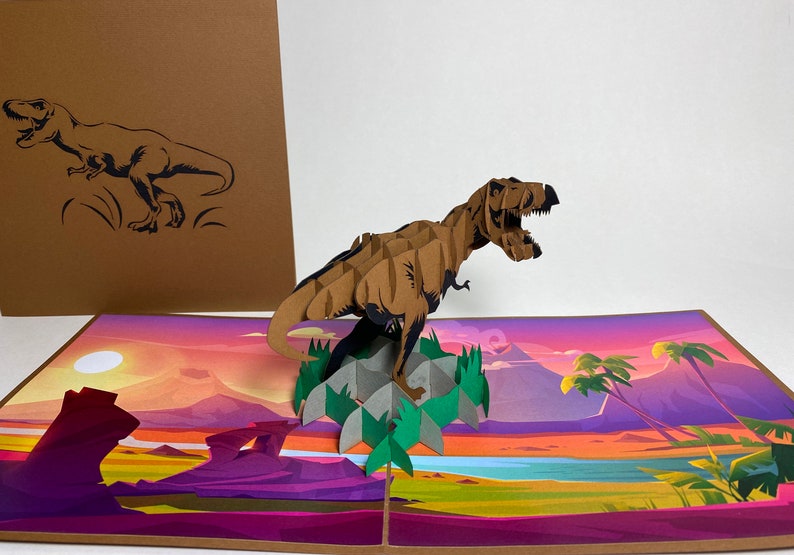 Dinosaur Birthday Card Pop up Dinosaur Park 3D Funny | Etsy