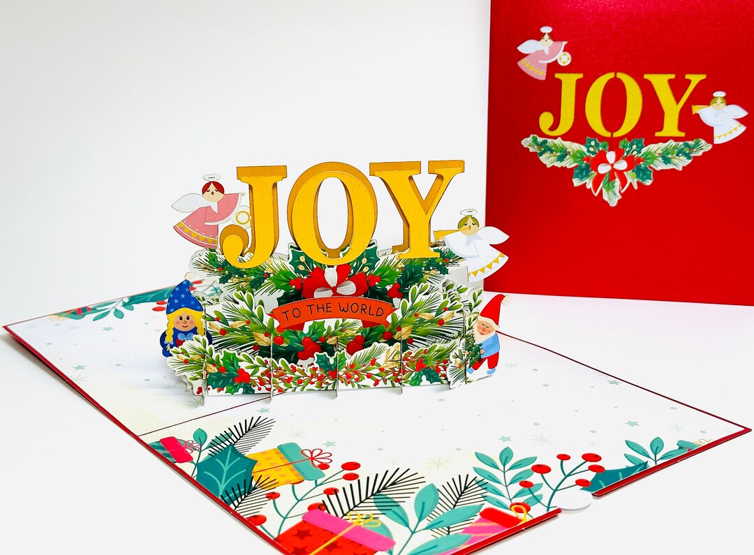 Joy to the World - Pop up Merry Christmas Card - 3D Christmas Angel ...
