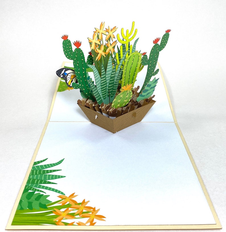 Cactus Flowers - 3D Pop up Cactus Birthday Card - Cactus Get Well Card ...