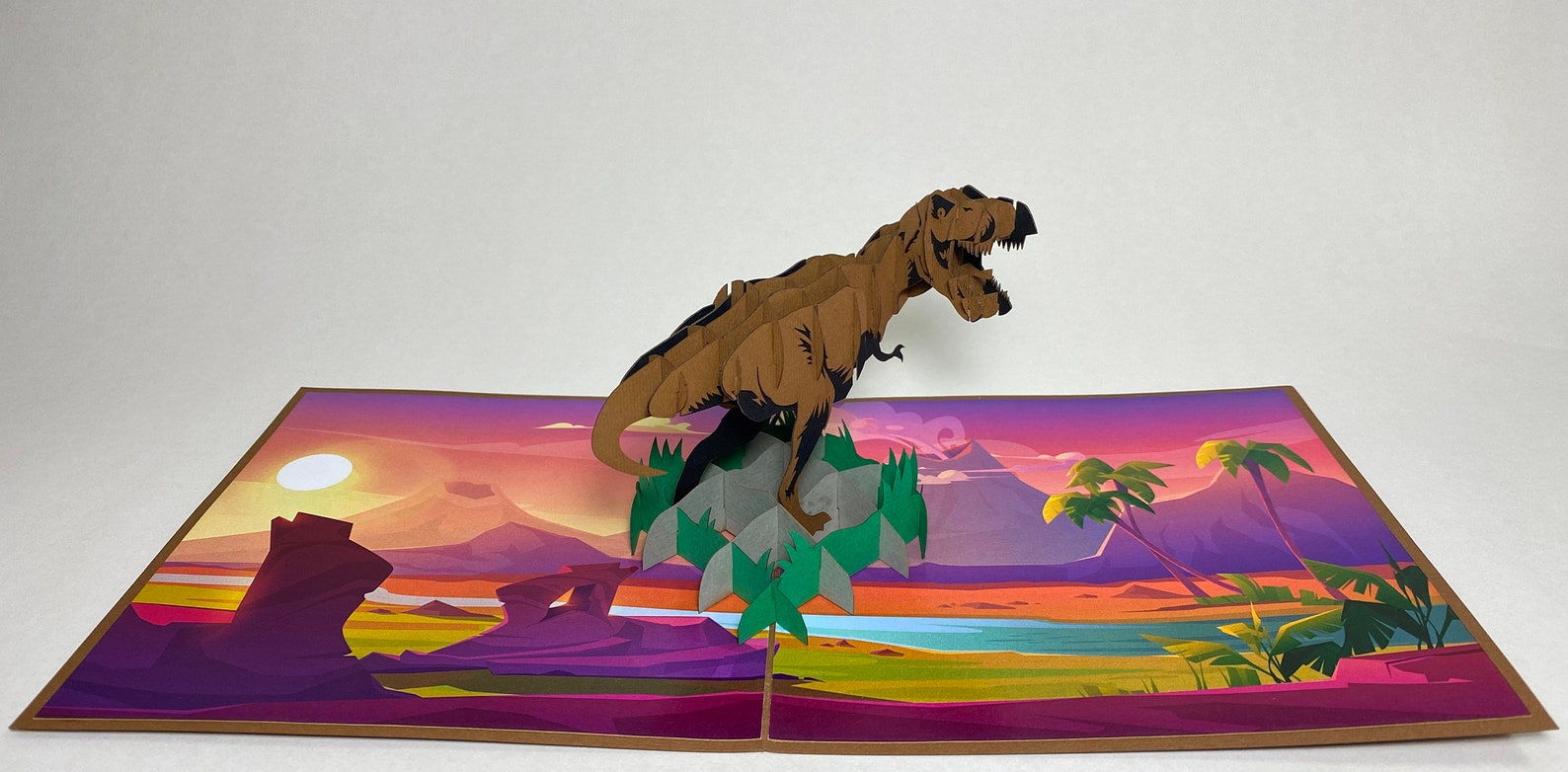 Dinosaur Birthday Card Pop up Dinosaur Park 3D Funny | Etsy