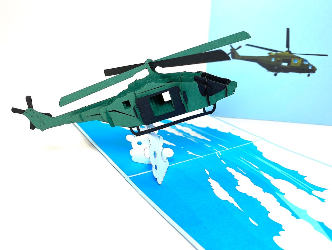 3D Helicopter Birthday Pop up Card - Father's Day Card - Pilot’s ...