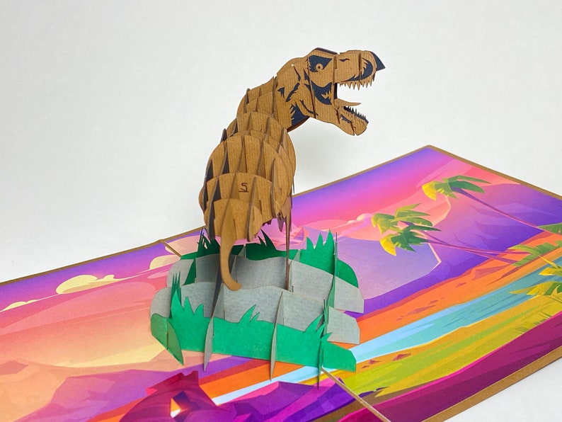 Dinosaur Birthday Card Pop up Dinosaur Park 3D Funny | Etsy
