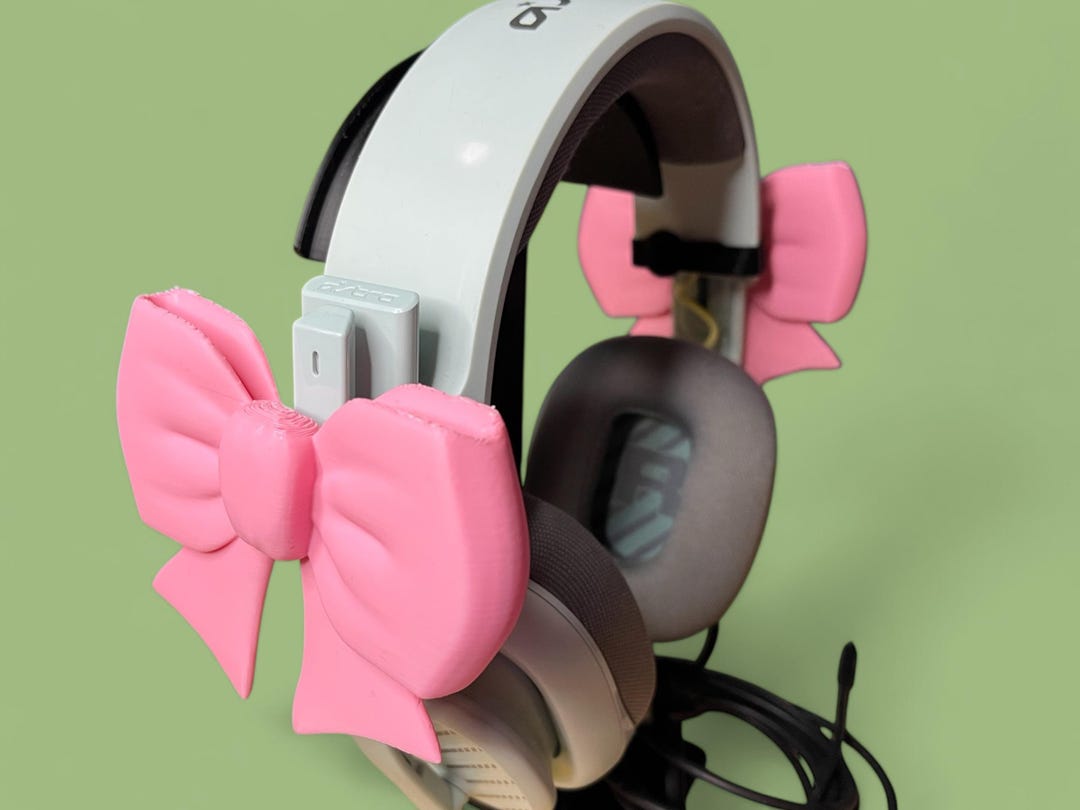 Pink Coquette Bows Headset Decor, Side Bow Headphones Attachment, 3D ...