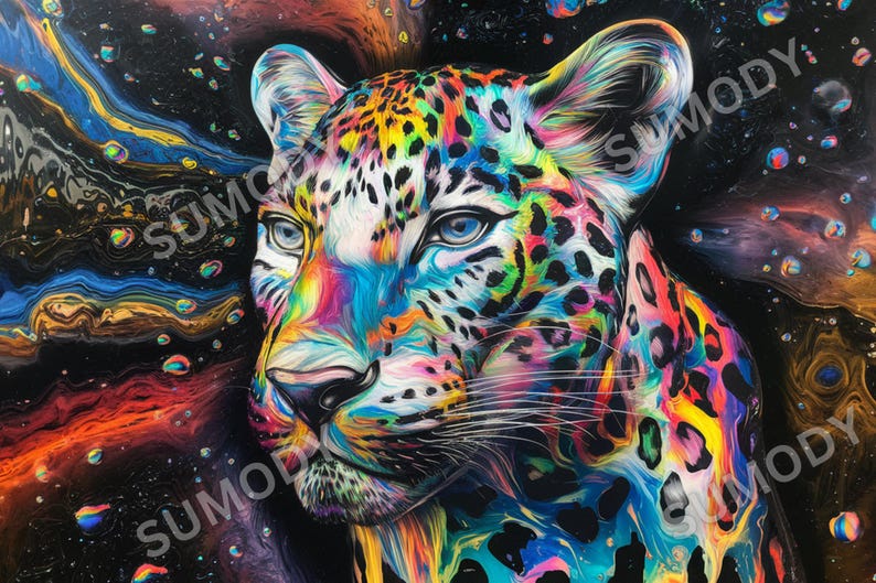 Colorful Leopard | Digital Art Print, Wall Decor, Ai-generated Artwork ...