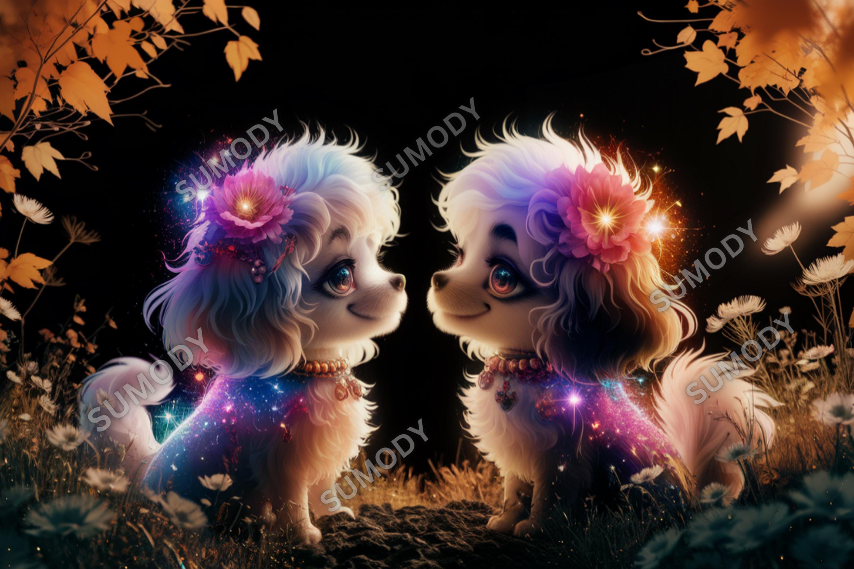 Digital 2 Pet Dogs Face to Face PNG Image - Puppy Graphics, Instant ...