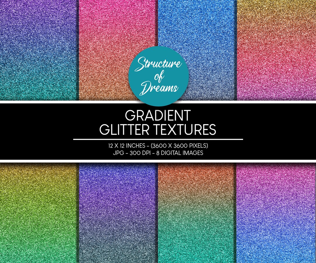 Gradient Glitter Textures - Digital Paper Set - Printable - Instant ...