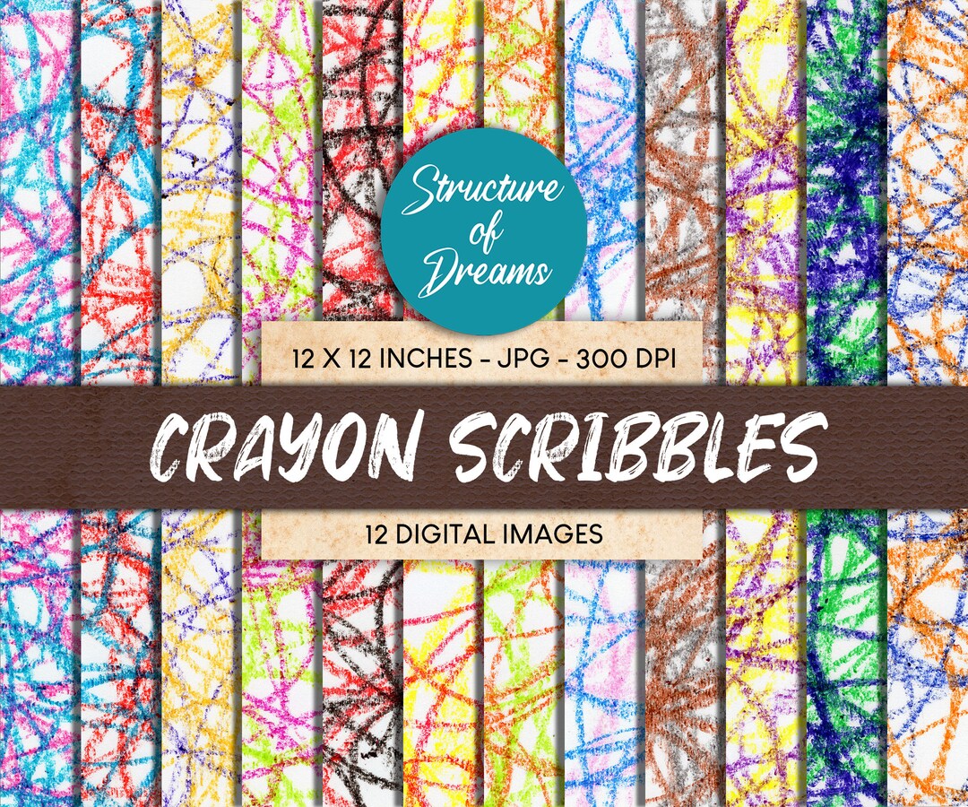 Crayon Scribble Textures - Digital Paper Background - Surface Design ...