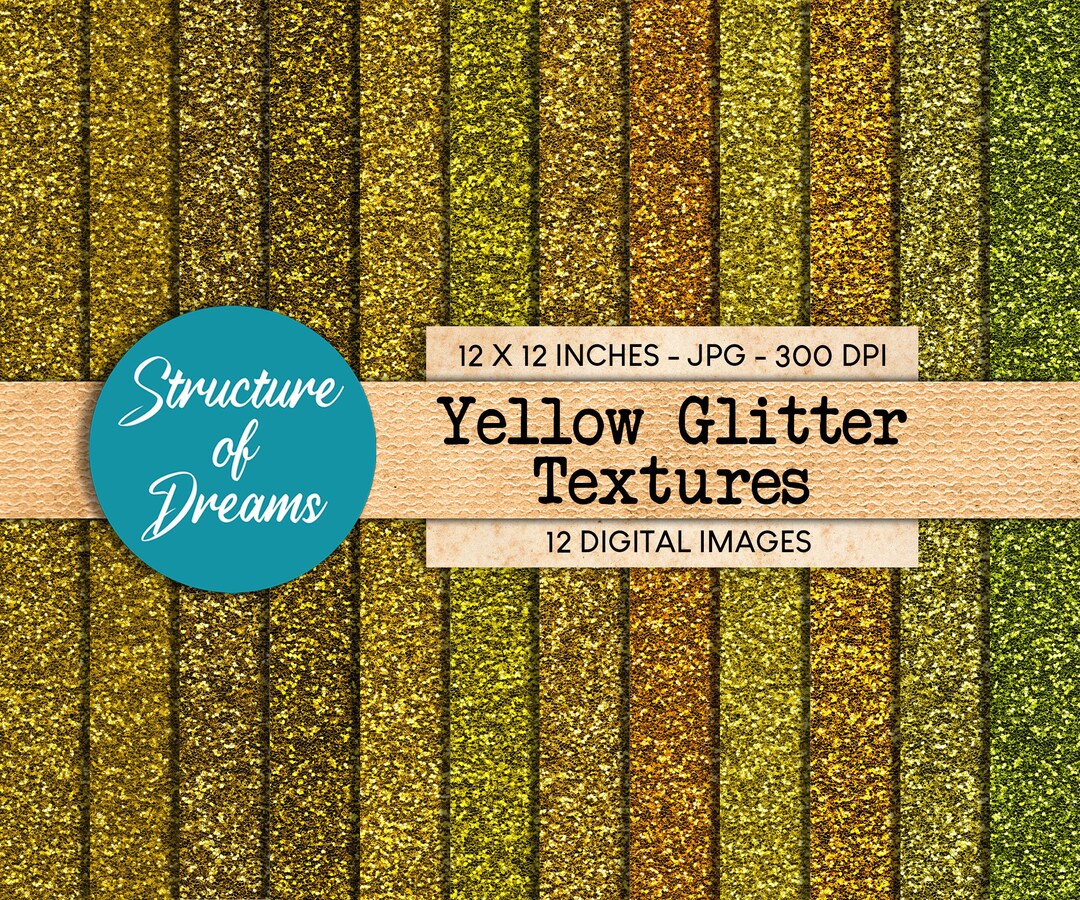 Yellow Glitter Textures - Digital Paper Set - Glitter Background ...