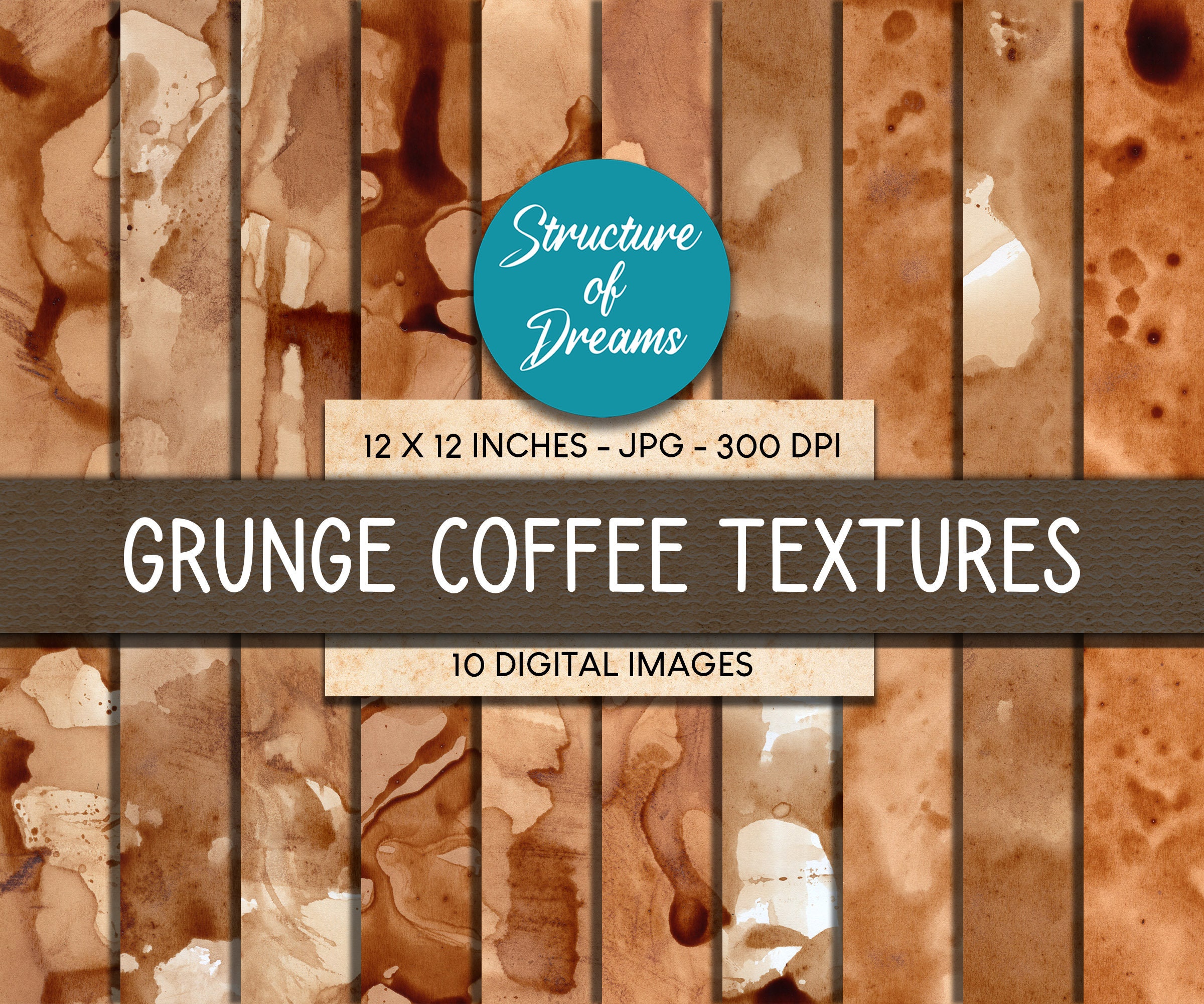 Grunge Coffee Textures - Digital Paper Set - Texture Paper Pack ...