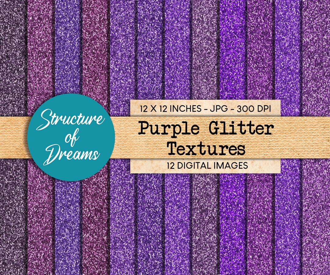 Purple Glitter Textures - Digital Paper Set - Glitter Background ...