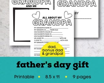 All About Grandpa Printable / Father's Day Gift / - Etsy
