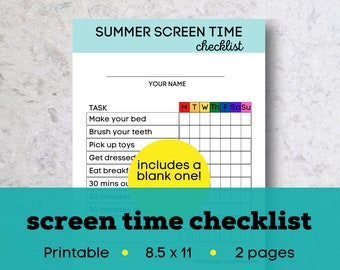 Screen Time Chore Chart - Etsy