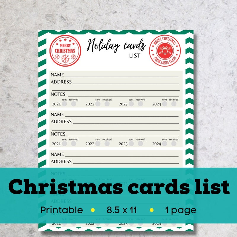 Christmas Card Address List Printable - Etsy