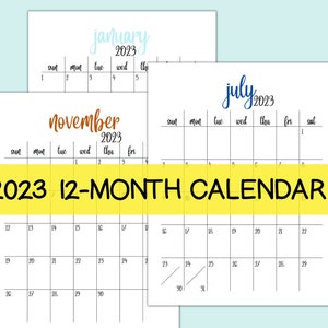 12 Month Calendar 2023, Printable Family Wall Calendar Planner, Office ...