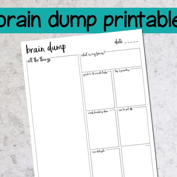 Brain Dump Template - Etsy