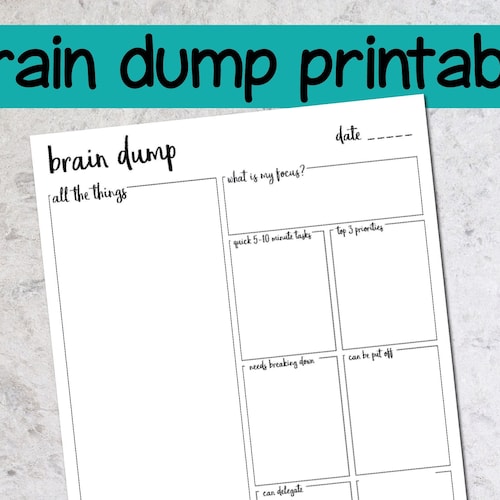 Minimalist Brain Dump Printable Brain Dump Pdf Thought - Etsy