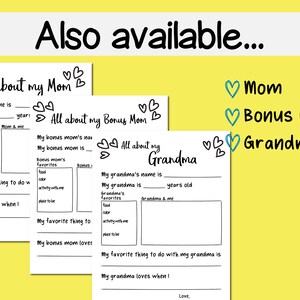 PDF Bonus Mom Mother's Day Printable for Kids, Fill in the Blank All ...