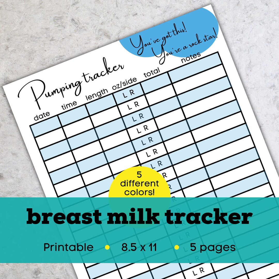 Printable Breast Milk Tracker, Exclusive Pumping, Breast Pumping Log ...