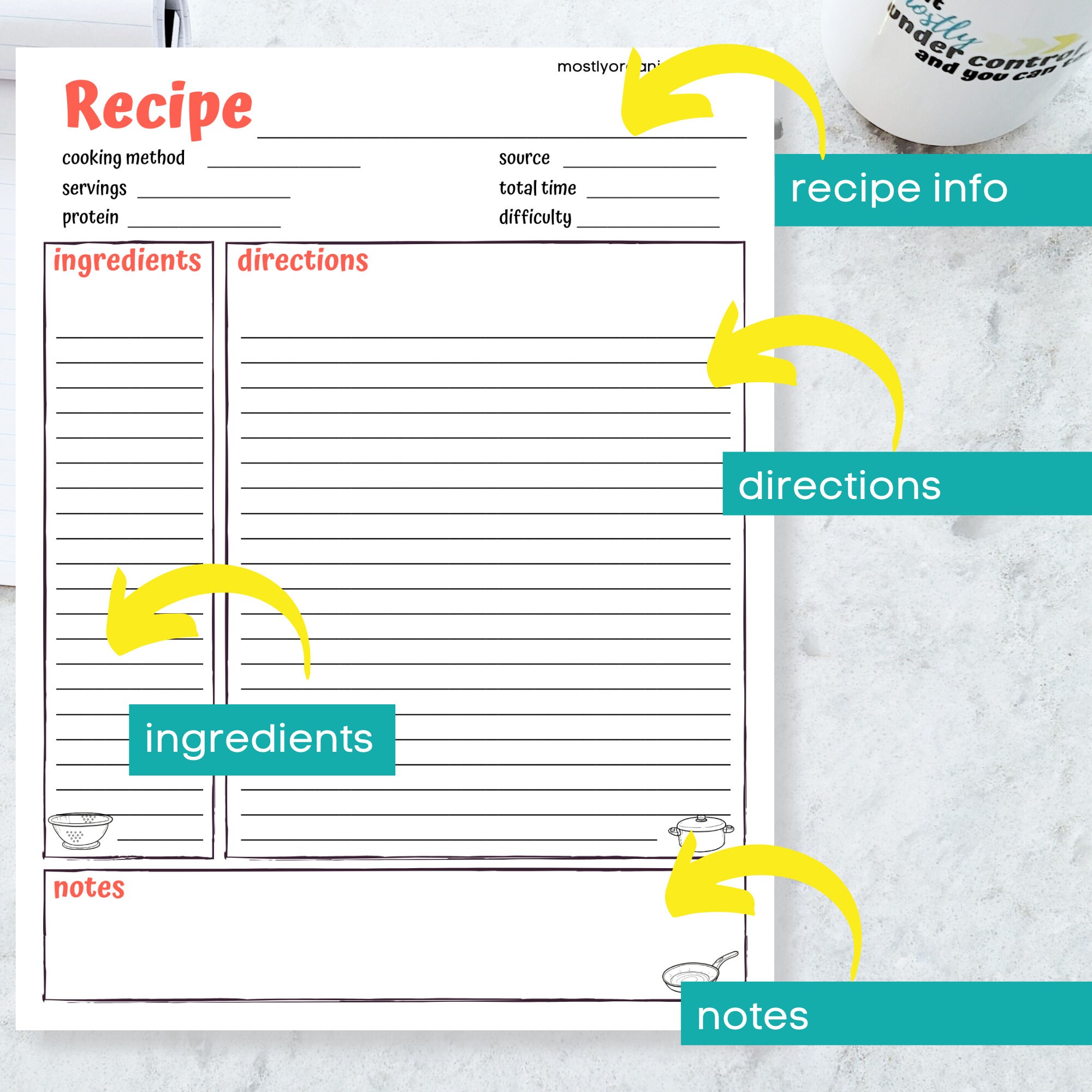 Full Page Recipe Binder Printable, Recipe Binder Pages, Digital Recipe ...