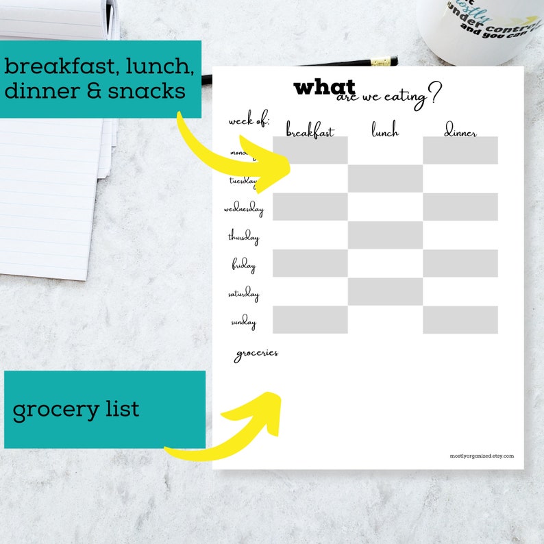Weekly Menu Planner Printable, Weekly Dinner Menu Printable, Weekly ...